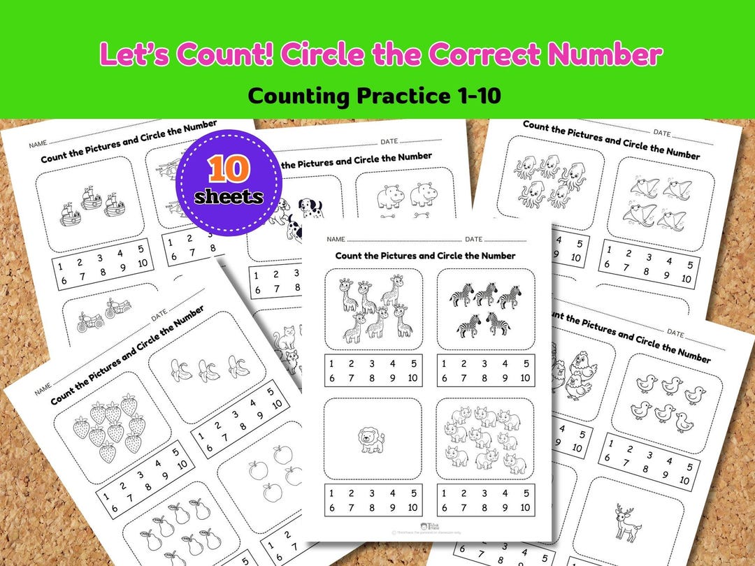 Preschool Counting Worksheet | Circle Correct Number Math Activity ...
