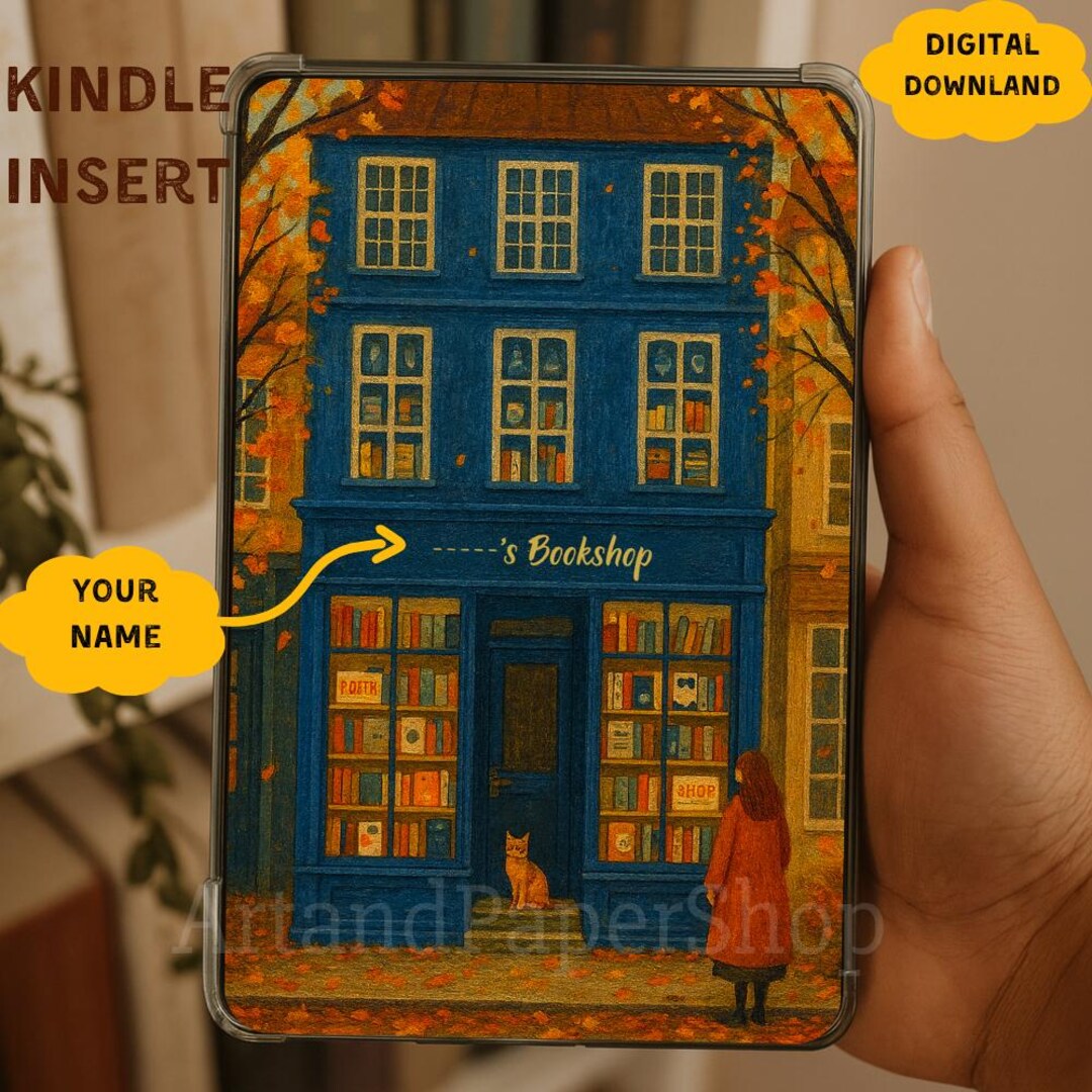 Customizable Cozy Fall Bookshop Kindle Insert - Digital Downland - Etsy