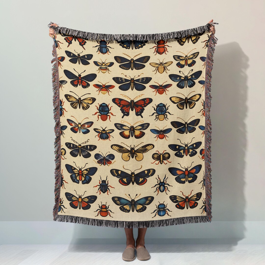 Insect Woven Blanket – Cottagecore Bug Tapestry, Nature Lover Throw - Etsy