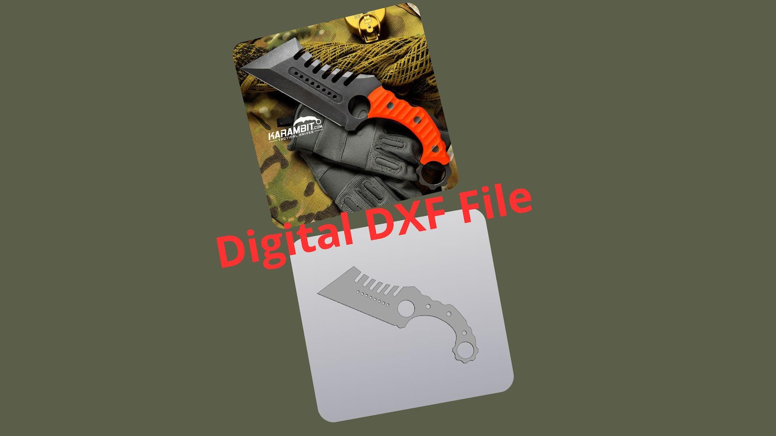 Karambit Knife V2 Blank Template DXF File | CNC Cutting Pattern ...