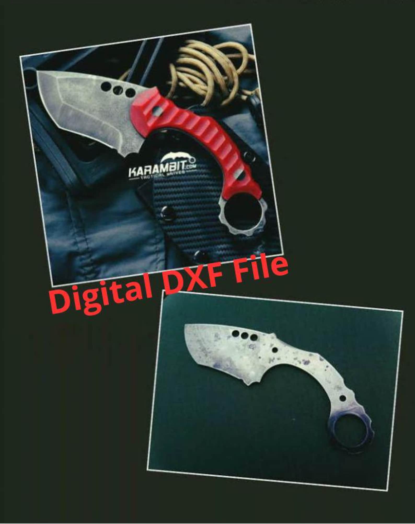 Karambit Knife Blank Template DXF File | CNC Cutting Pattern | Digital ...