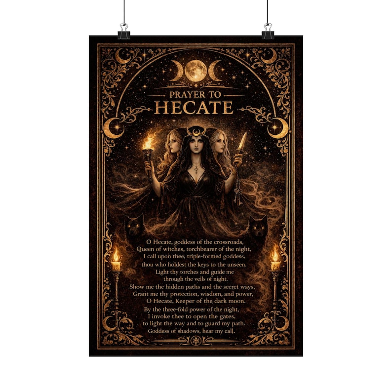 Prayer to Hecate Poster: Triple Goddess Witchcraft Art | Pagan Wiccan ...