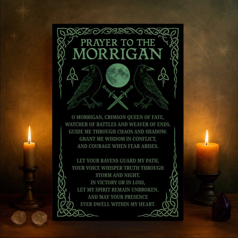 Prayer to the Morrigan Poster | Celtic Raven Wall Art | Pagan Decor ...