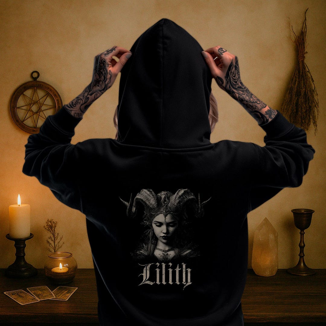 Lilith Dark Goddess Hoodie Witchy Gift | Gothic Sweatshirt for Wiccans ...