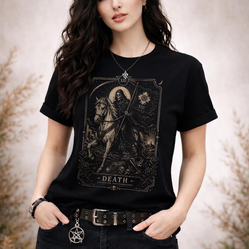 Death Tarot Card Shirt: Gothic Grim Reaper Tee | XIII Arcana Occult ...