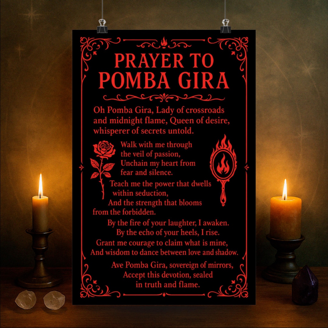 Prayer to Pomba Gira Poster Gothic Occult Wall Art | Witchy Decor ...