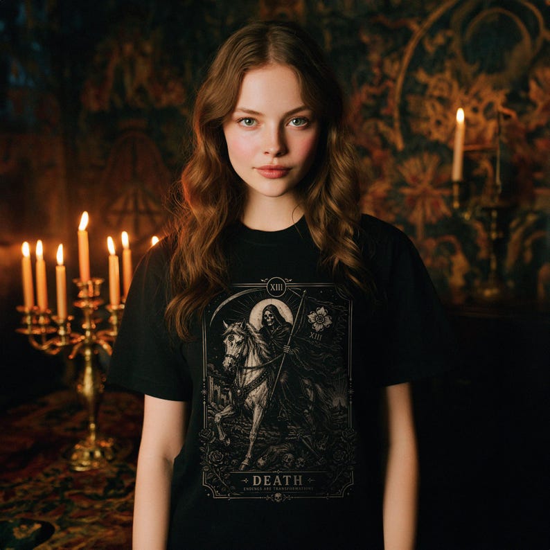 Death Tarot Card Shirt: Gothic Grim Reaper Tee | XIII Arcana Occult ...