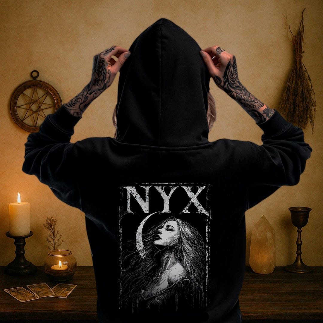 Nyx Goddess Hoodie: Gothic Witch Sweatshirt | Pagan Wiccan Dark ...