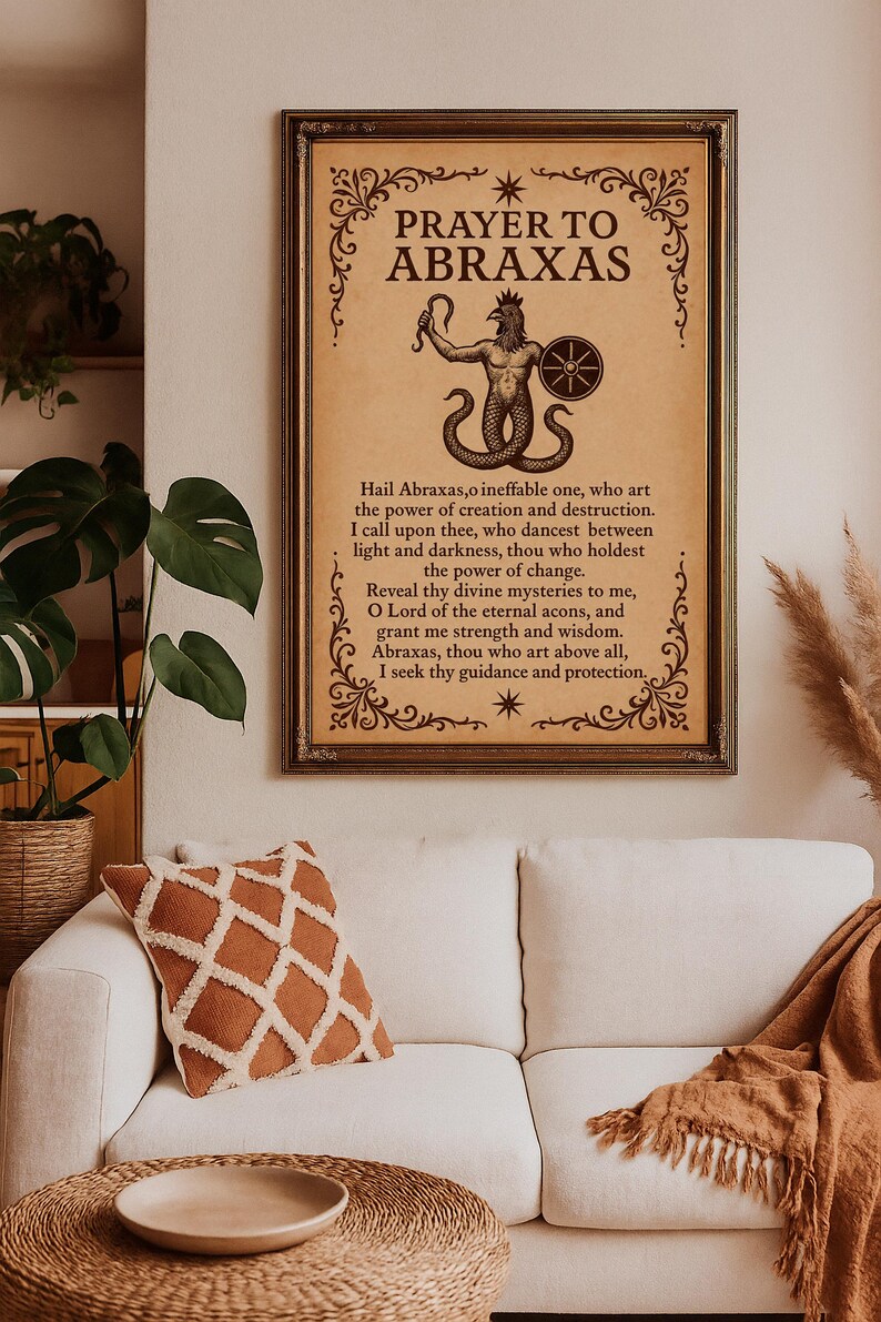 Prayer to Abraxas Poster Wiccan Pagan Wall Decor | Gnostic Witchcraft ...