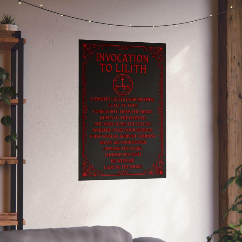 Lilith Invocation Wall Decor Witchy Gift | Dark Goddess Witchcraft Art ...