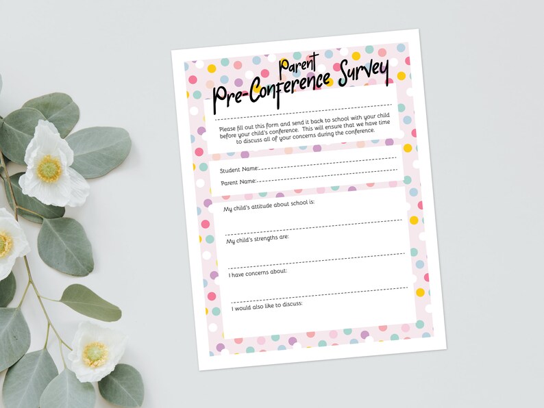 Parent Teacher Pre Conference Survey, Teacher Resource, Teacher ...