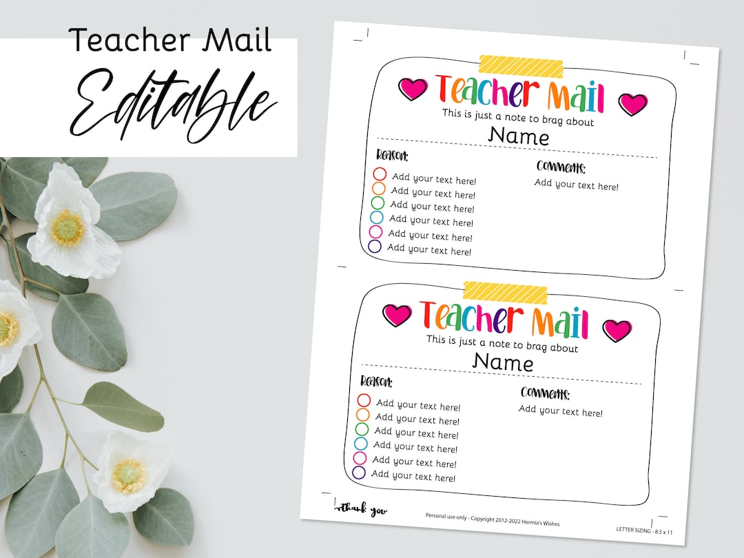 Editable Teacher Mail, Note From the Teacher, Teacher Report, Teacher ...