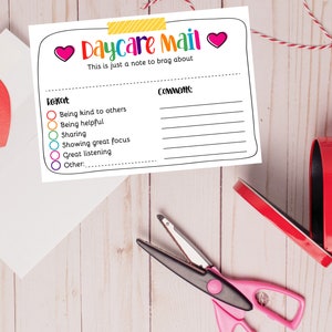 Daycare Mail, Note From Daycare Teacher, Daycare Report, Preschool ...