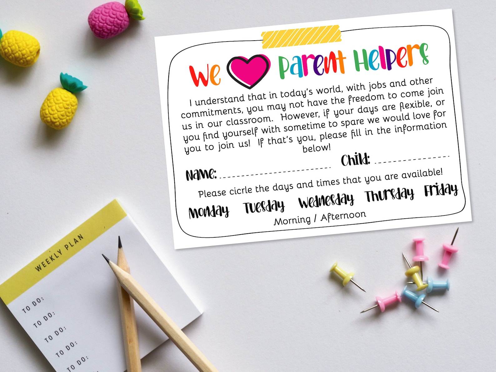 Editable Parent Helpers Teacher Resources Printable, Back to School ...