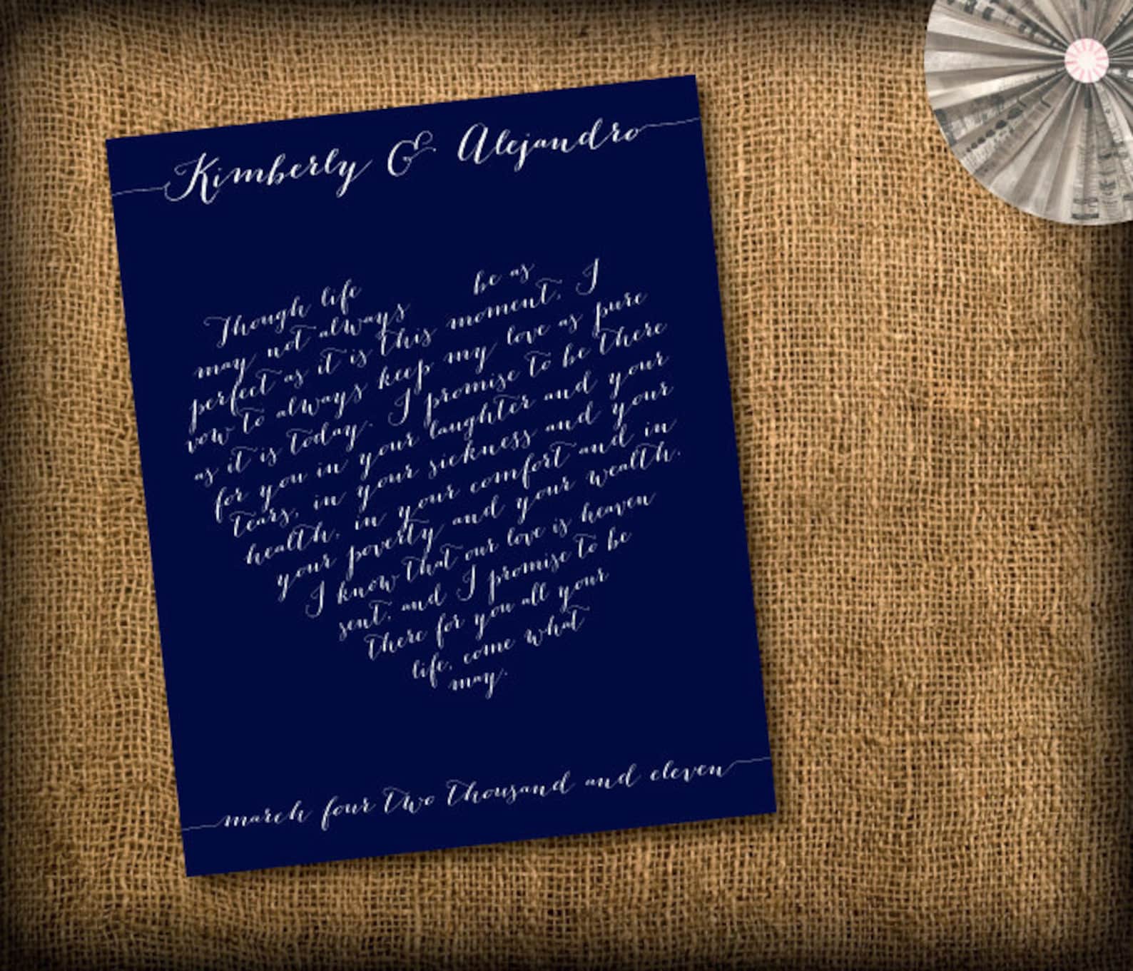 Custom Calligraphy Wedding Vows Design printable Your Vows - Etsy