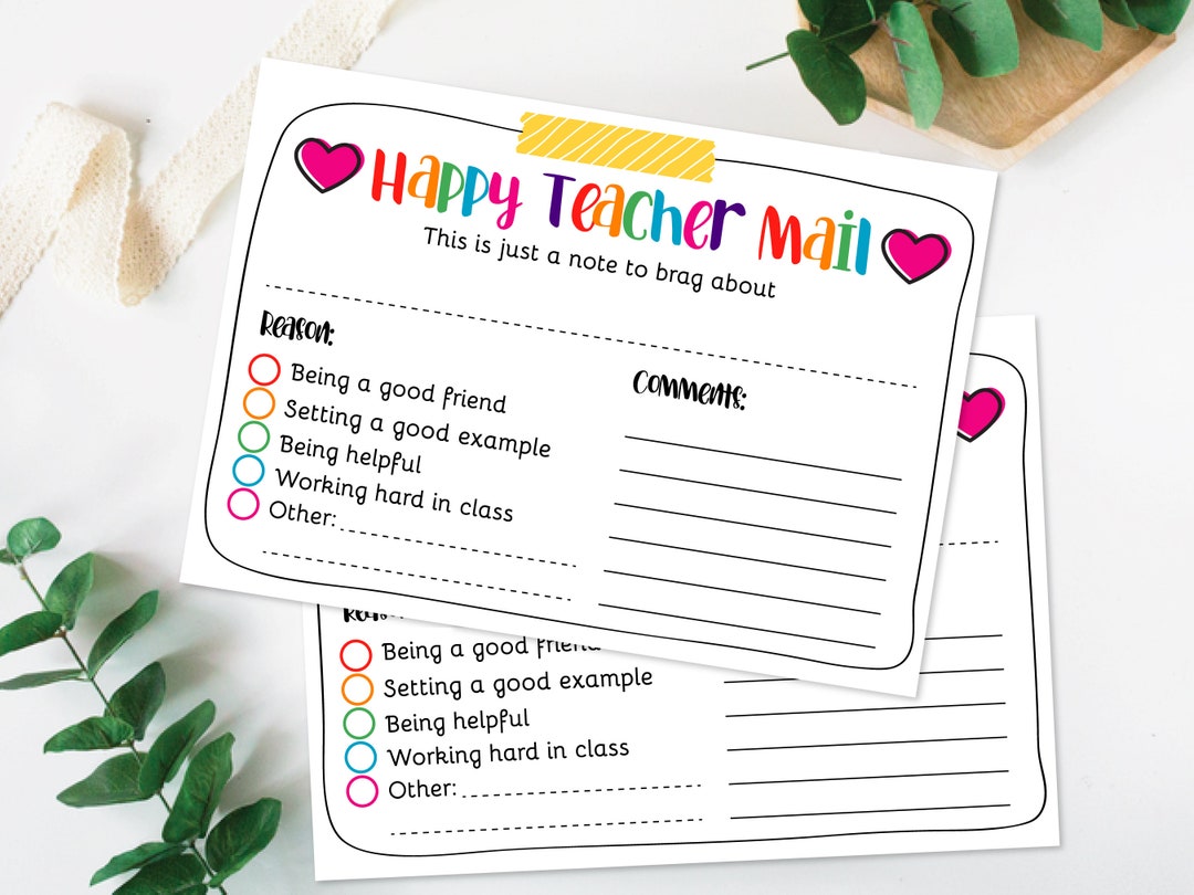 Bright Happy Teacher Mail, Sub Teacher Mail Printable, Substitute Teacher, Happy Mail ...