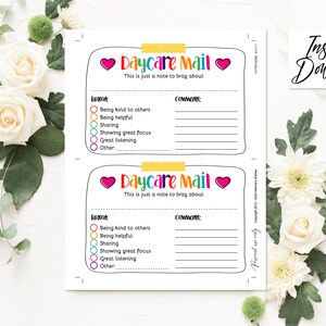 Daycare Mail, Note From Daycare Teacher, Daycare Report, Preschool ...