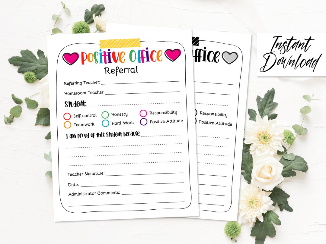 Teacher Resources Positive Office Referral, Student Reward, Student ...