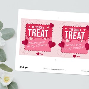 Such A Treat Having You as A Student Valentine's Day Tags, From Teacher ...