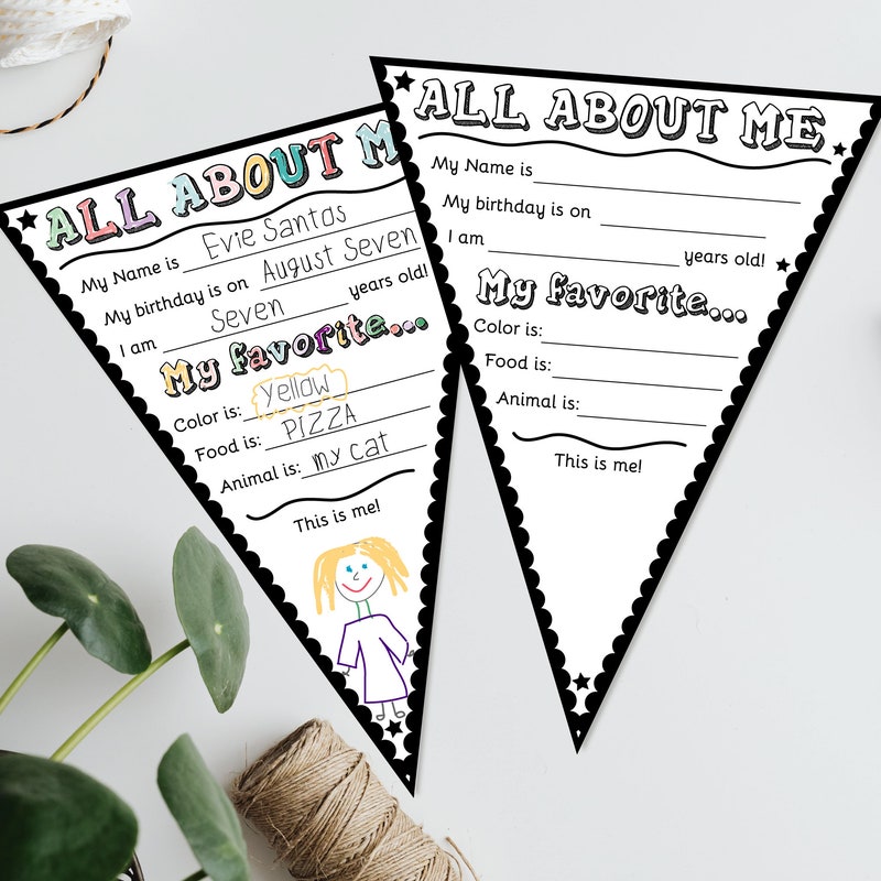 All About Me Pennant - Etsy