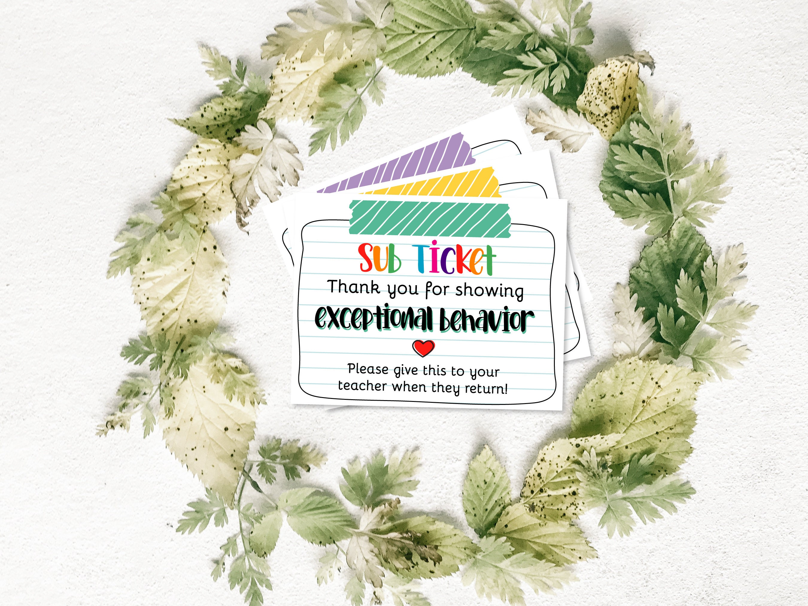 Teacher Resources Sub Ticket Printable Substitute Teacher - Etsy