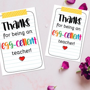 Teacher Appreciation Printable Tag, Graduation Gift, Egg-cellent ...