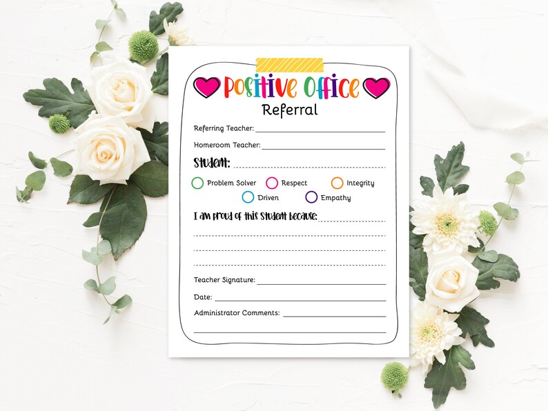 Teacher Resources Positive Office Referral, Student Reward, Student ...