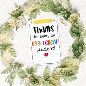 Eggcellent Student Thank You Printable Tag, Graduation Gift, Egg ...