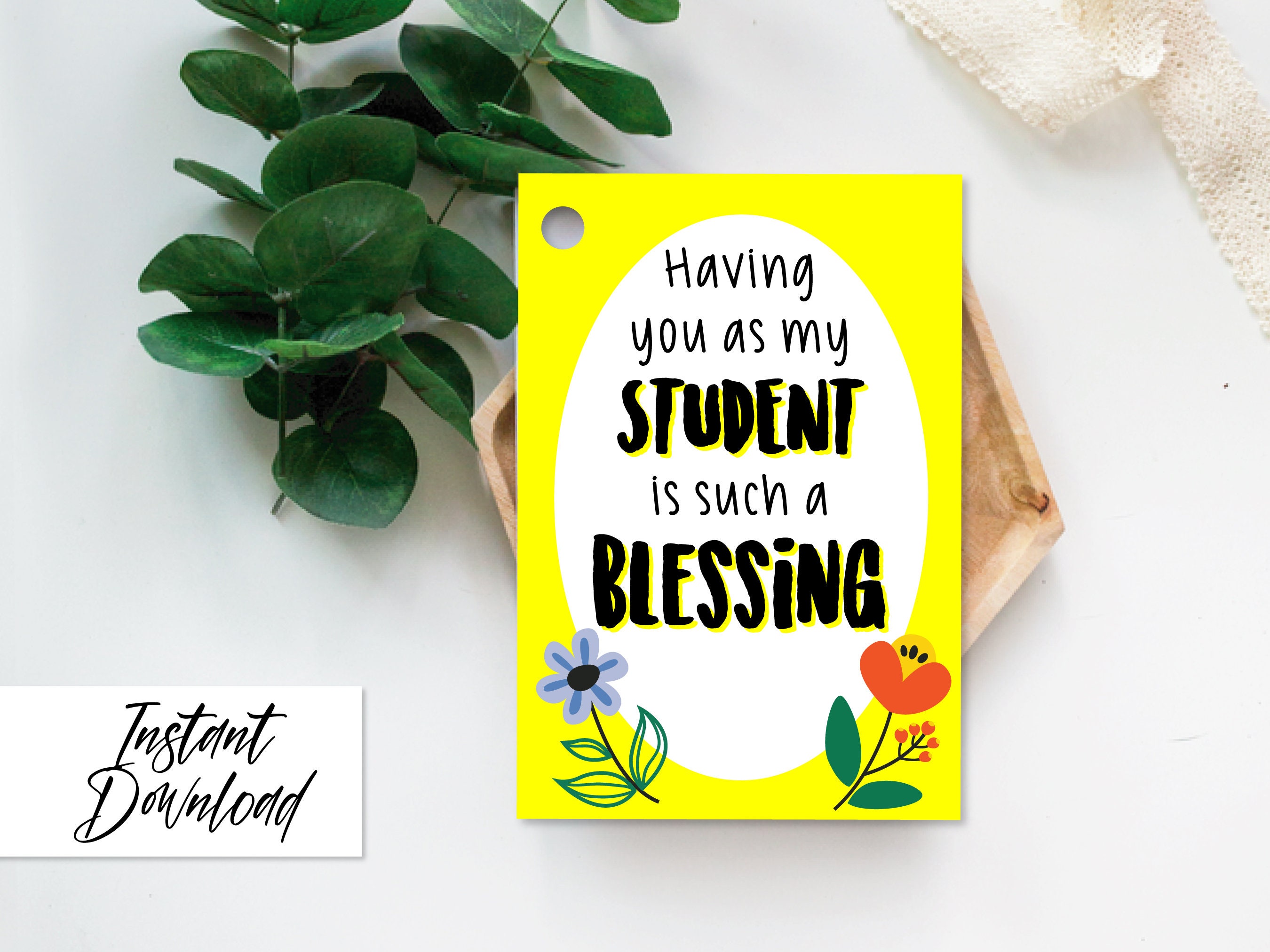 Student Thank You Printable Tag, Graduation Gift, Gift From Teacher ...