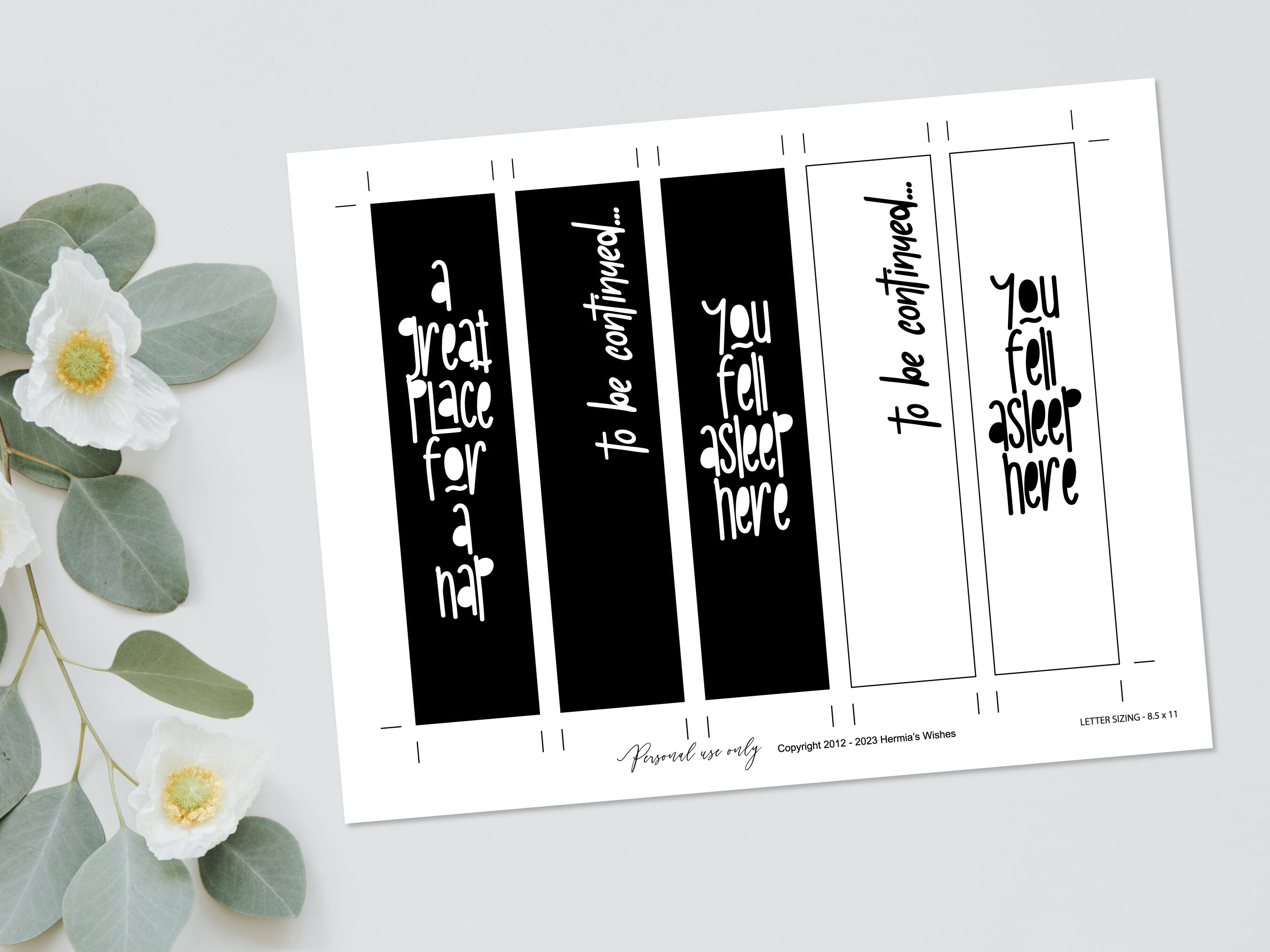 Set of 5 Printable Bookmarks, Digital Bookmarks, Book Lovers Gift, Hand ...