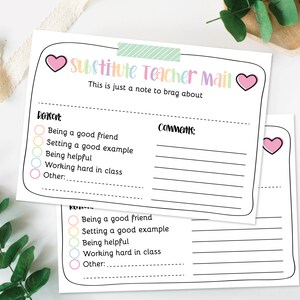 Pastel Teacher Resources Sub Teacher Mail Printable, Substitute Teacher ...