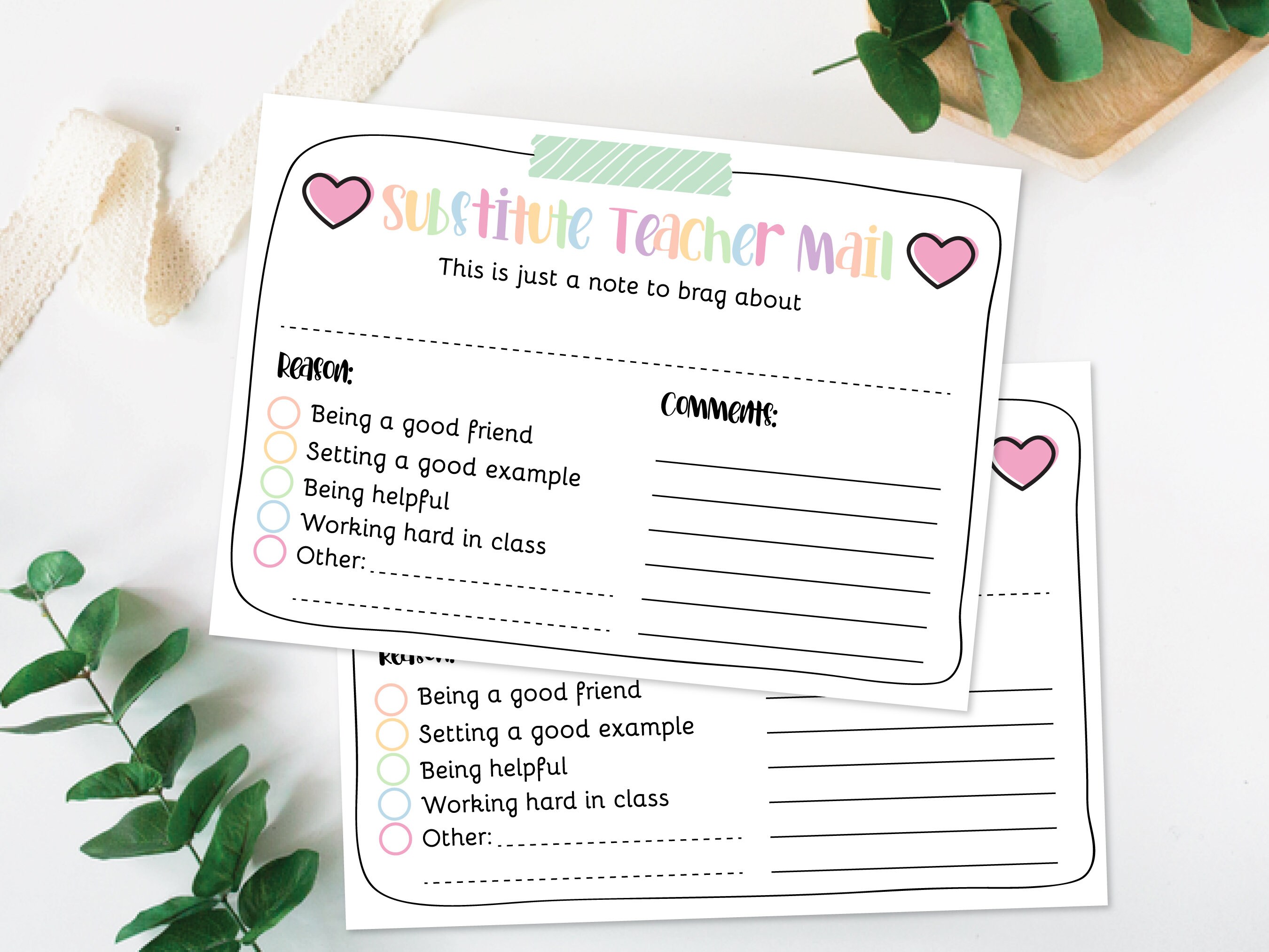 Pastel Teacher Resources Sub Teacher Mail Printable, Substitute Teacher, Happy Mail, Substitute ...