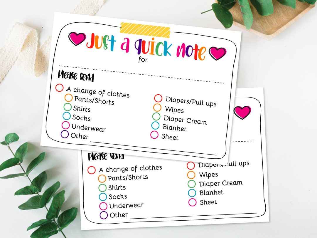 Daycare Mail, Daycare Note Home, Rainbow Daycare Card, Note From ...