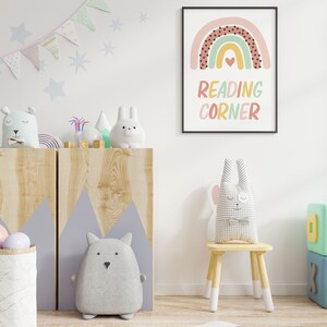 Rainbow Reading Corner Poster Classroom Decor Boho Nursery | Etsy