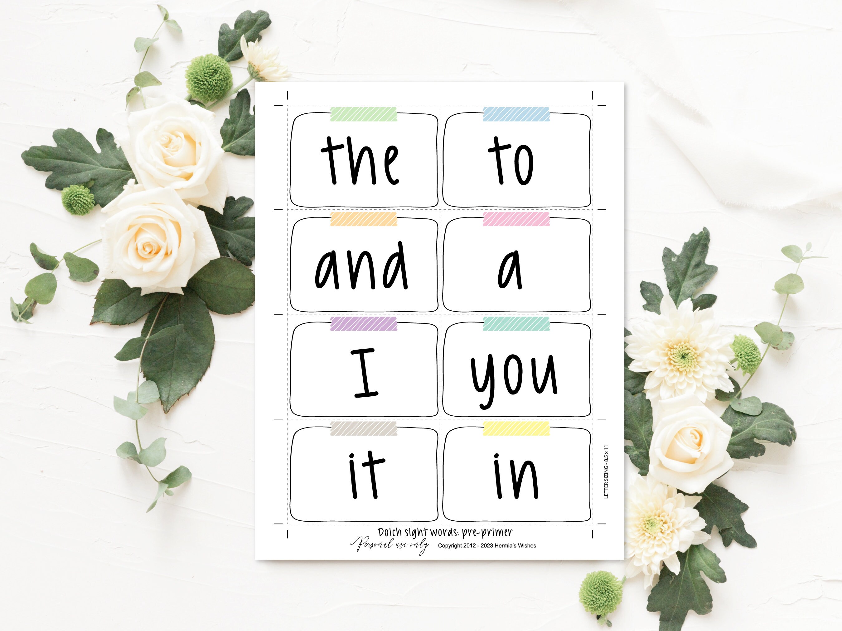 Dolch Printable Flash Cards Pre K Kindergarten Teacher - Etsy