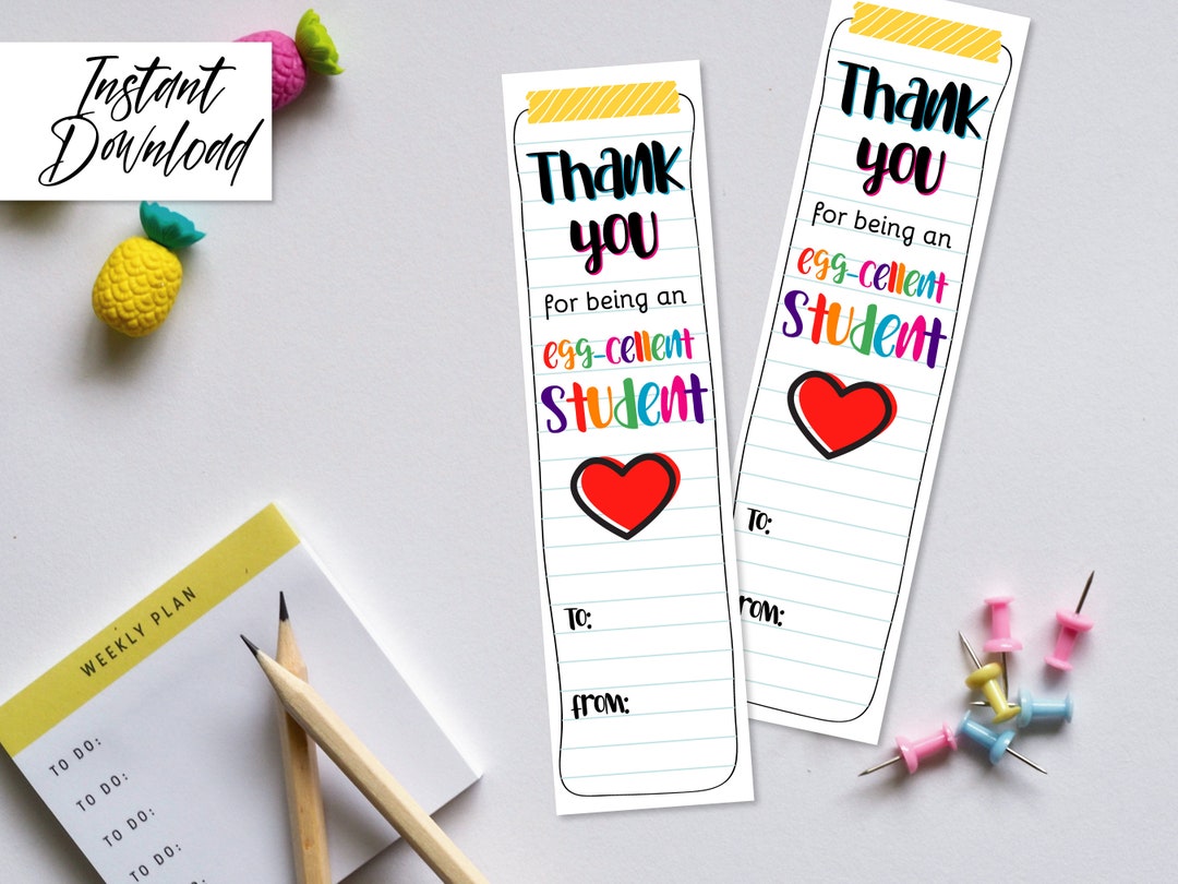 Student Printable Bookmark From Teacher, Eggcellent Student, Student ...