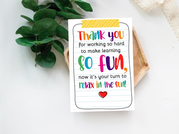 Teacher Appreciation Printable Tag End of the Year Gift | Etsy