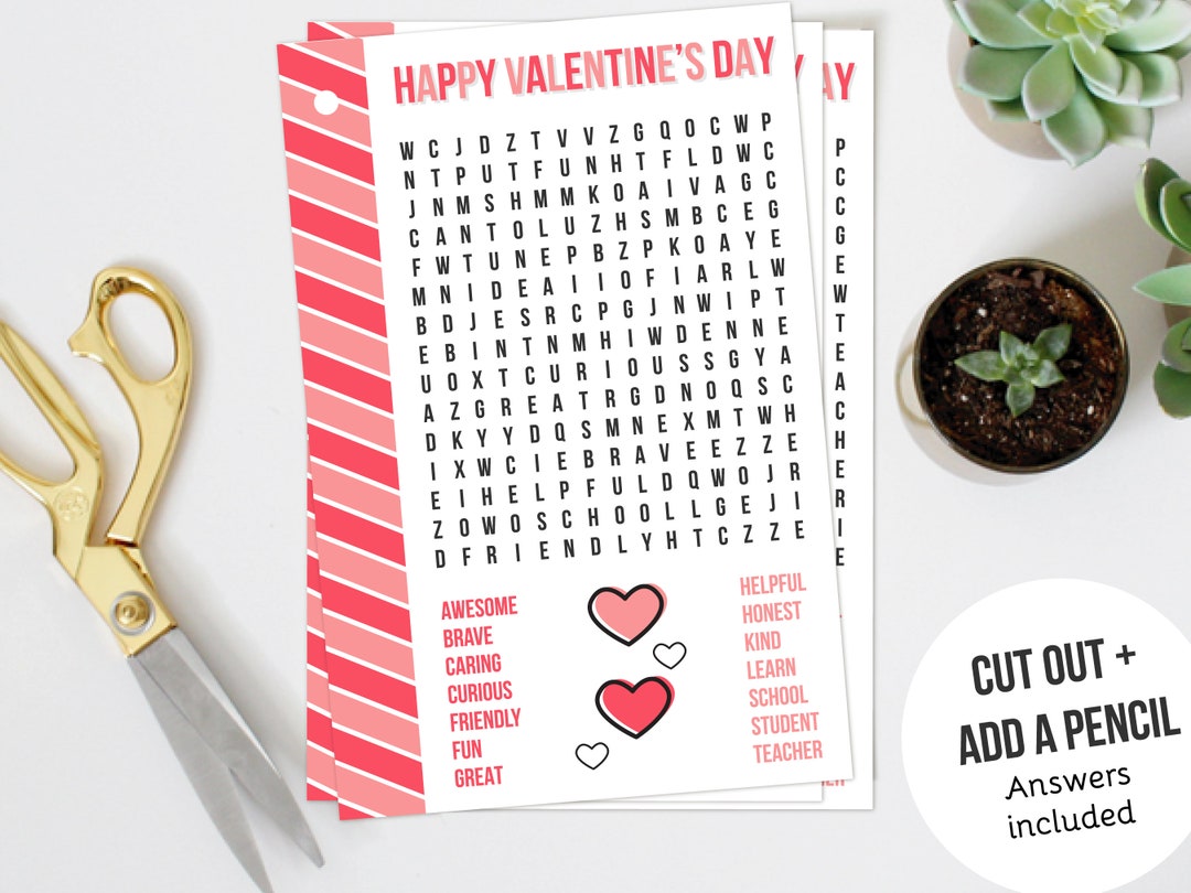 Valentine's Day Word Search for Teachers, Valentine's Day, Print ...