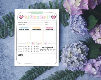 Editable Note From the Substitute Teacher Modern Greenery - Etsy