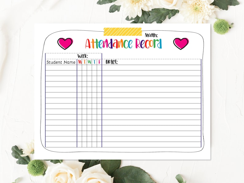 Homeschool Planner, Classroom Attendance Sheet, Teacher Log, Digital ...