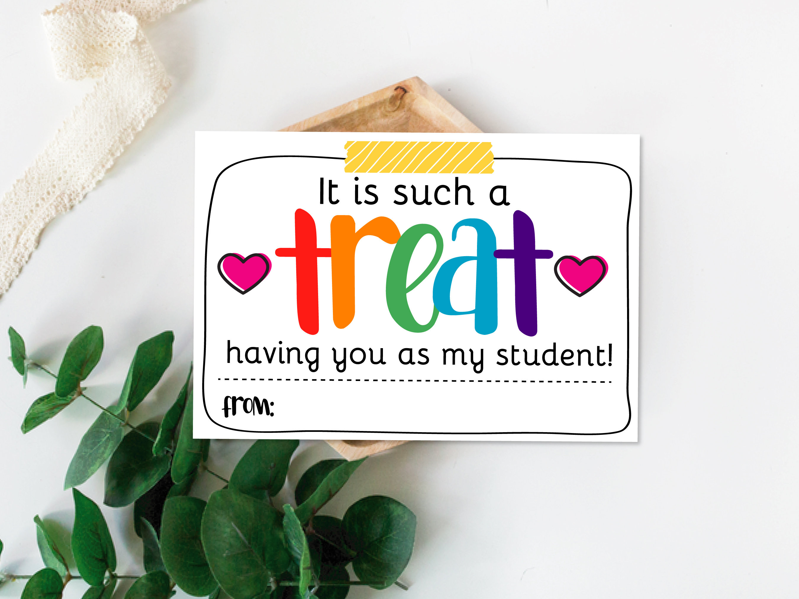 Such A Treat Having You as A Student Valentine's Day Tags, From Teacher ...