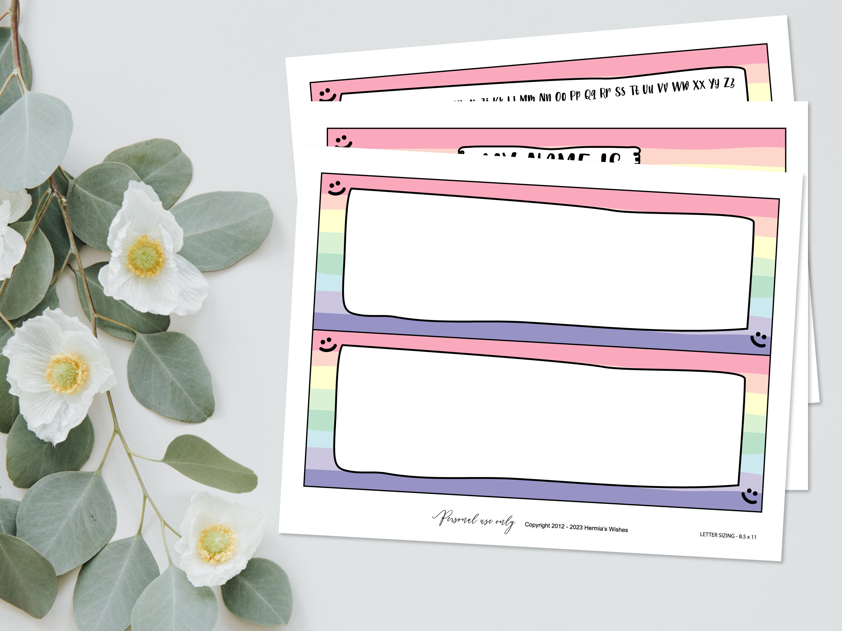 Rainbow Printable Student Desk Plates, Fun Classroom Decor, DIY ...