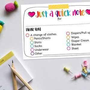 Daycare Mail, Daycare Note Home, Rainbow Daycare Card, Note From ...