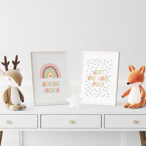 Rainbow Reading Corner Poster Set, Classroom Decor, Boho Nursery Wall ...