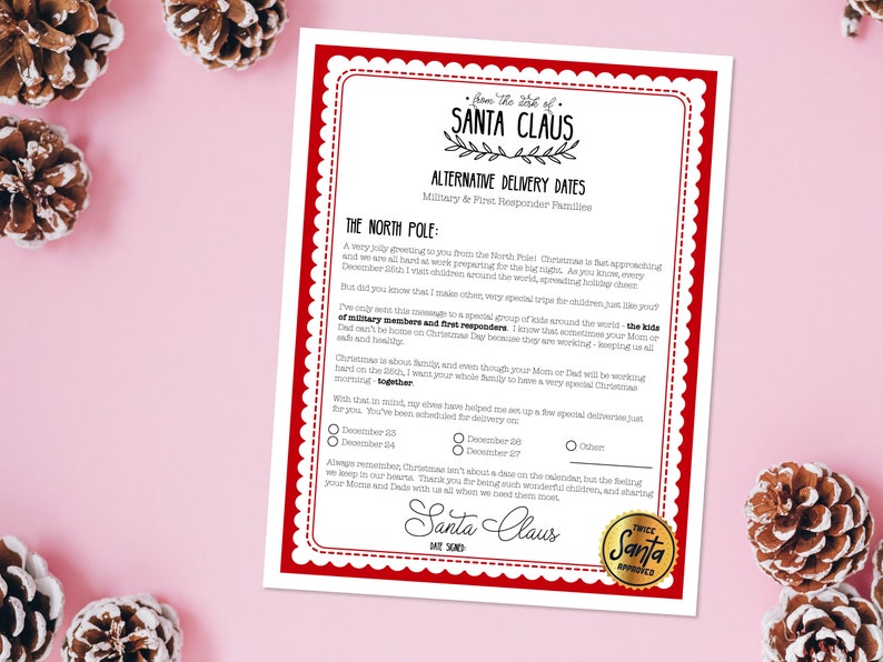 Santa Letter Military and First Responders Alternative Delivery Dates ...