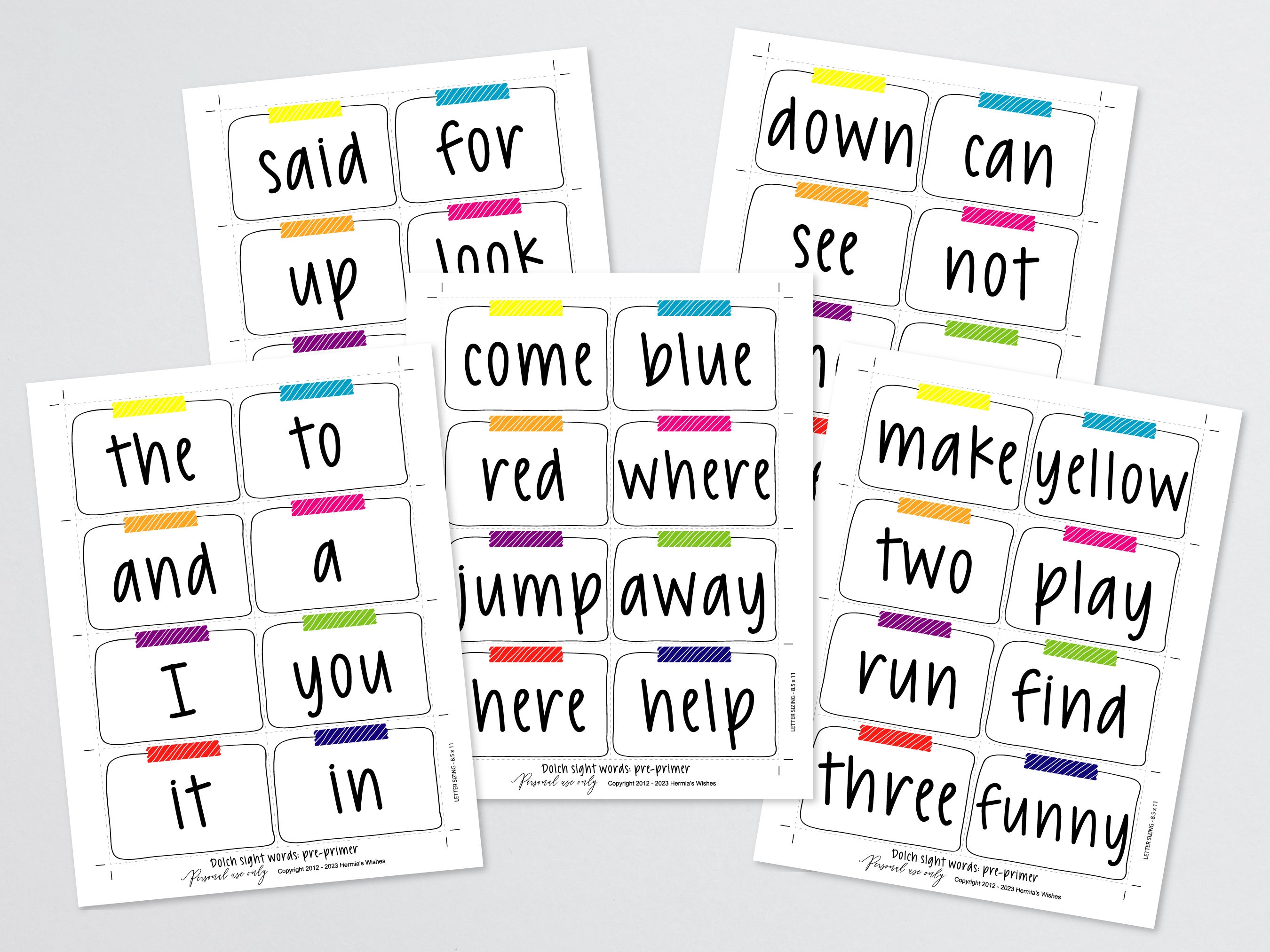 Dolch Printable Flash Cards Pre K Kindergarten Teacher - Etsy