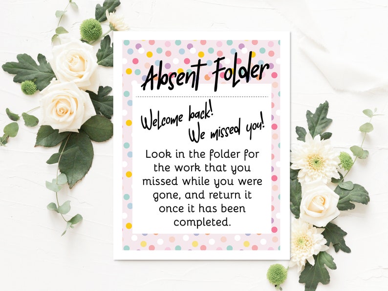 Teacher Resources Absent Folder Printable, Teacher Hack, Classroom ...