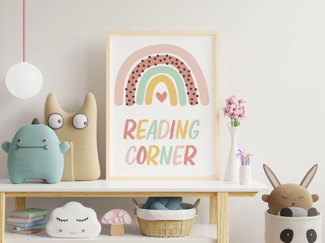 Rainbow Reading Corner Poster, Classroom Decor, Boho Nursery Wall Decor ...