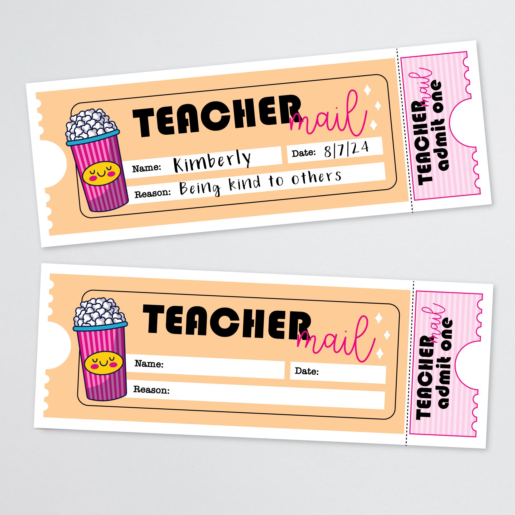 Teacher Mail, Happy Teacher Ticket, Note From the Teacher, Teacher ...