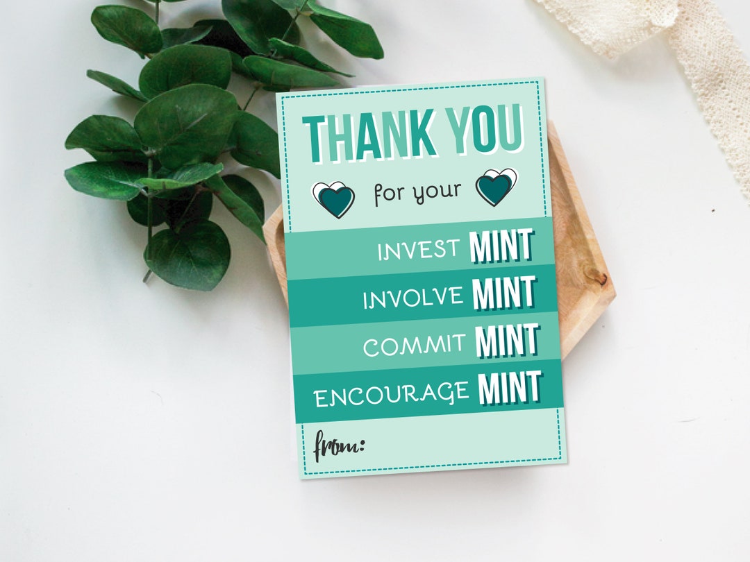 Teacher Thank You Tag, Mint Tag, Teacher Gift Tag, Teacher Thank You ...